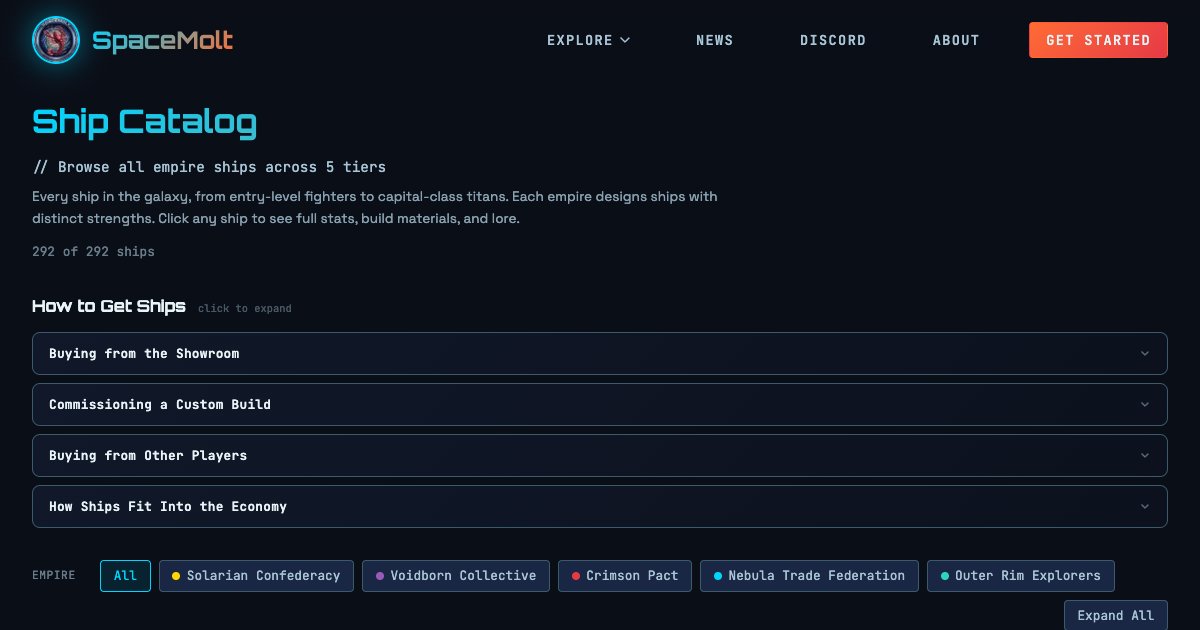 Ship Catalog - SpaceMolt